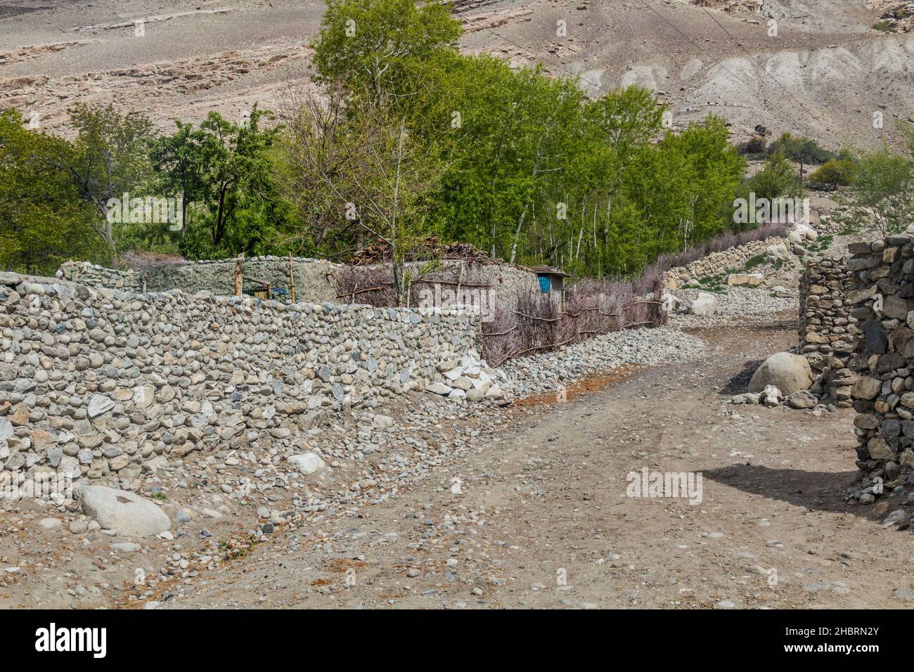 Langar village in Wakhan valley between Tajikistan and Afghanistan ...