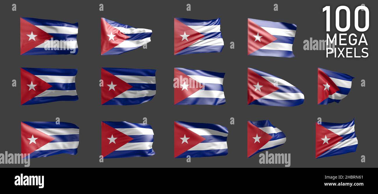 a lot of various realistic renders of Cuba flag isolated on grey ...
