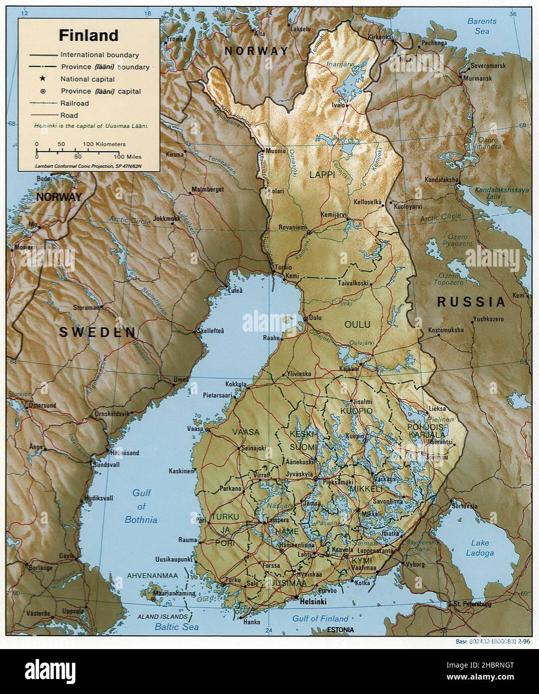 Map of Finland ca. 1996 Stock Photo - Alamy