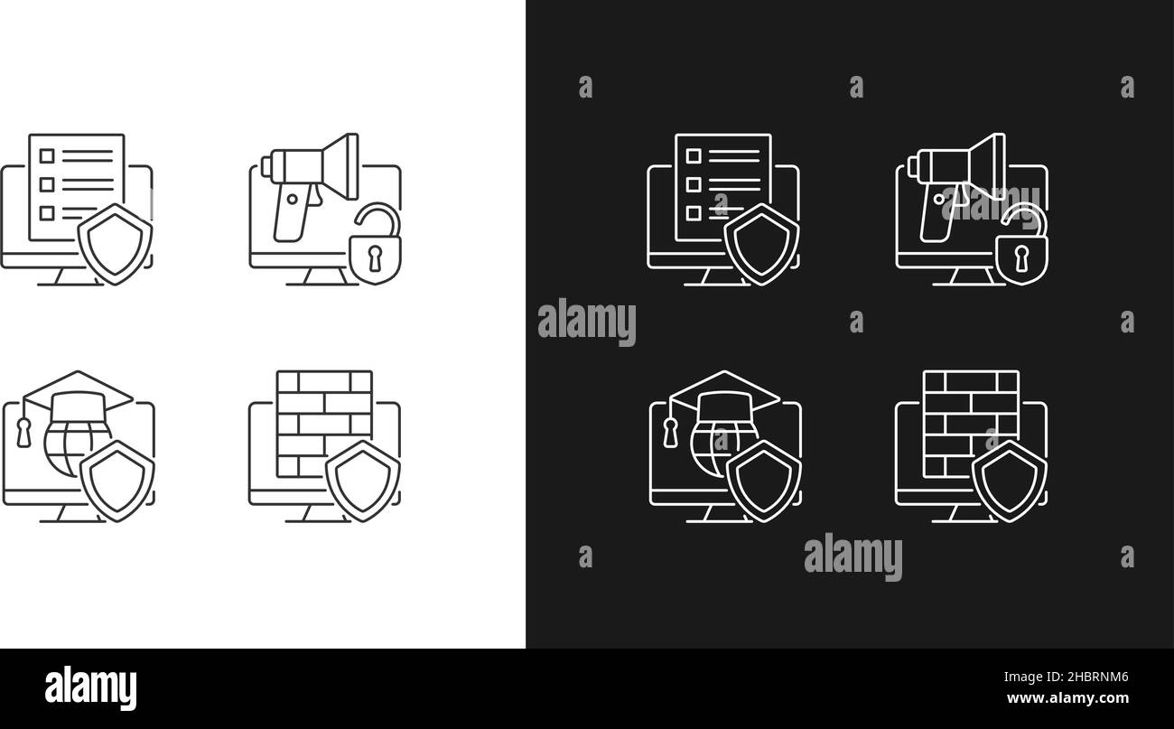 Protect private data linear icons set for dark and light mode Stock ...
