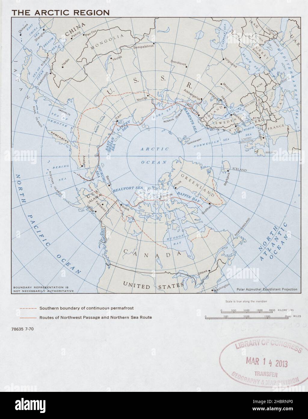 Arctic Region shows southern boundary of continuous permafrost ground ...