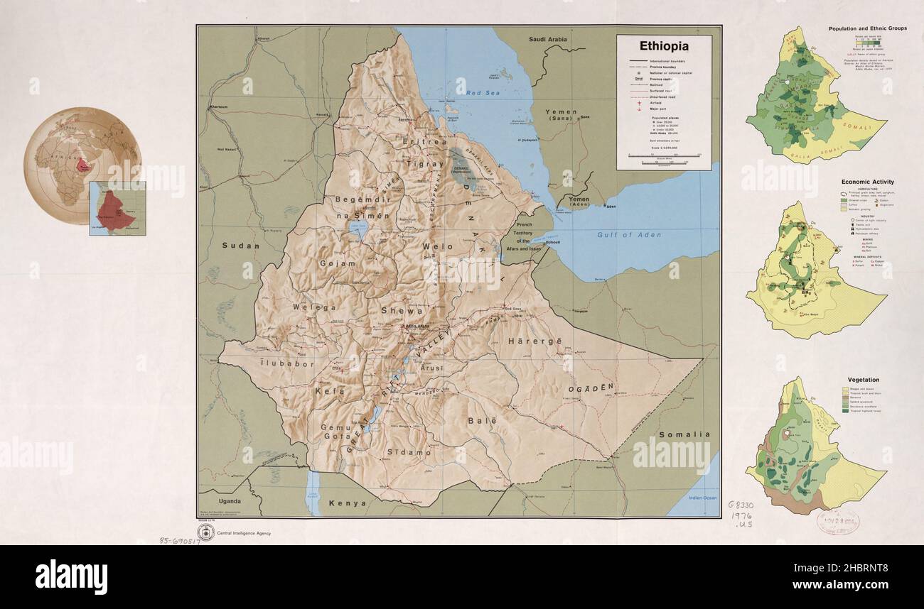 Map of Ethiopia ca. 1976 Stock Photo - Alamy