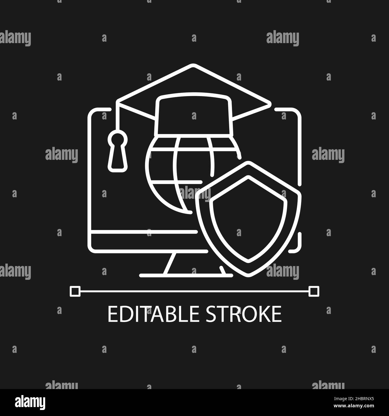 Cybersecurity education white linear icon for dark theme Stock Vector ...