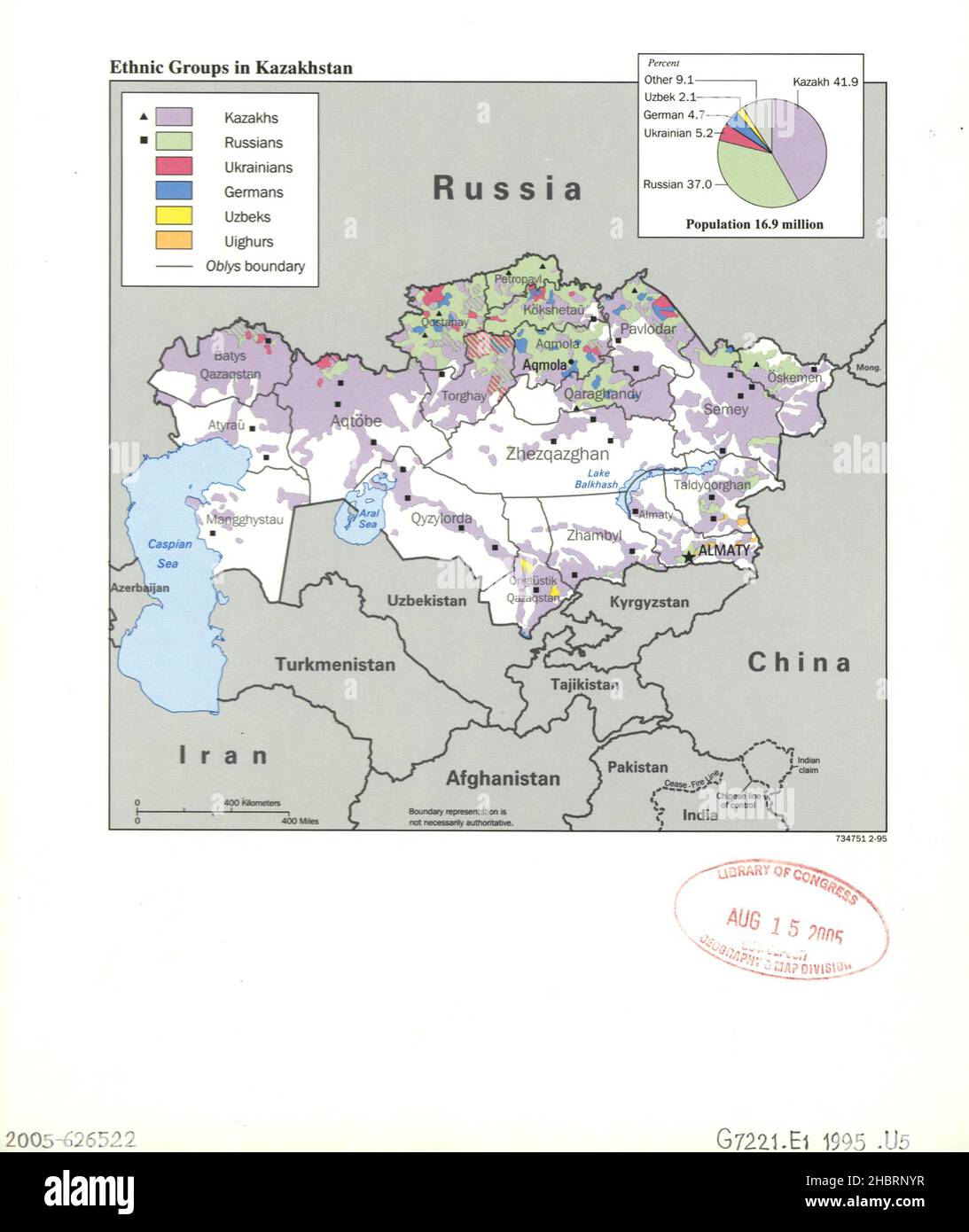Map of Kazakstan Ethnic groups ca. 1995 Stock Photo - Alamy