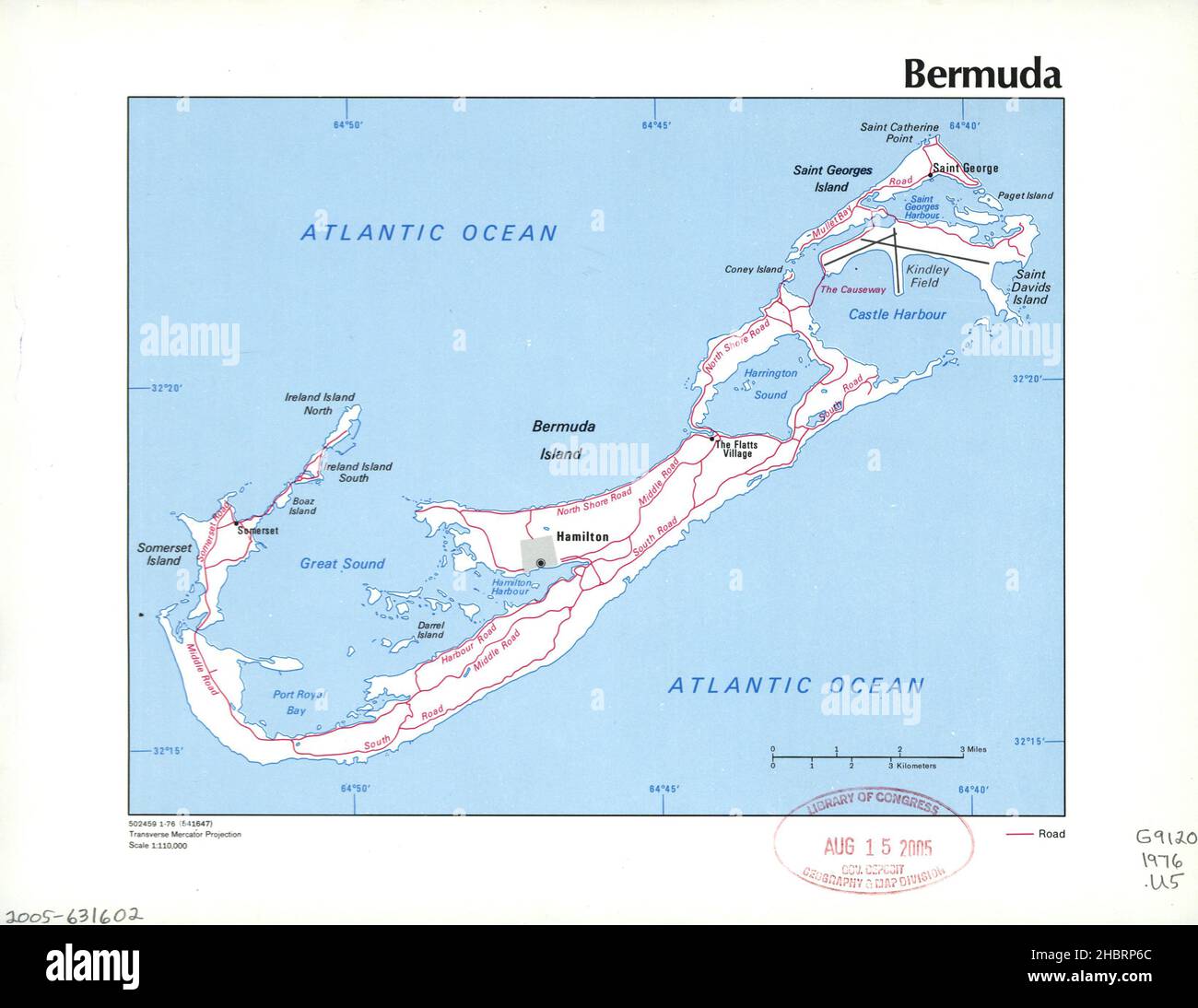 Map of Bermuda ca. 1976 Stock Photo - Alamy