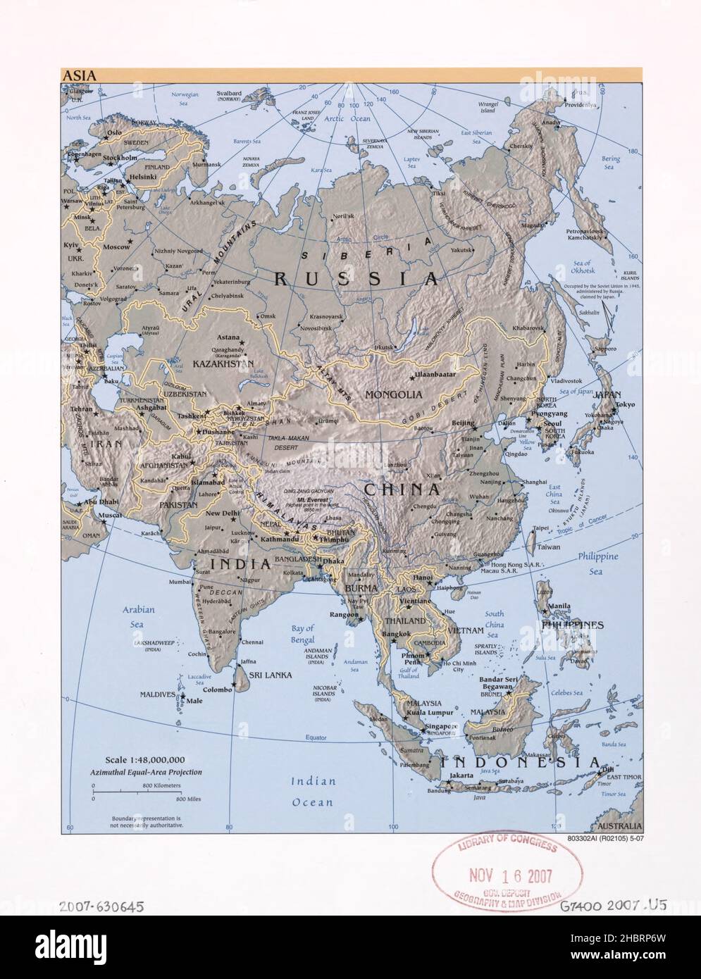 Map of Asia ca. 2007 Stock Photo - Alamy