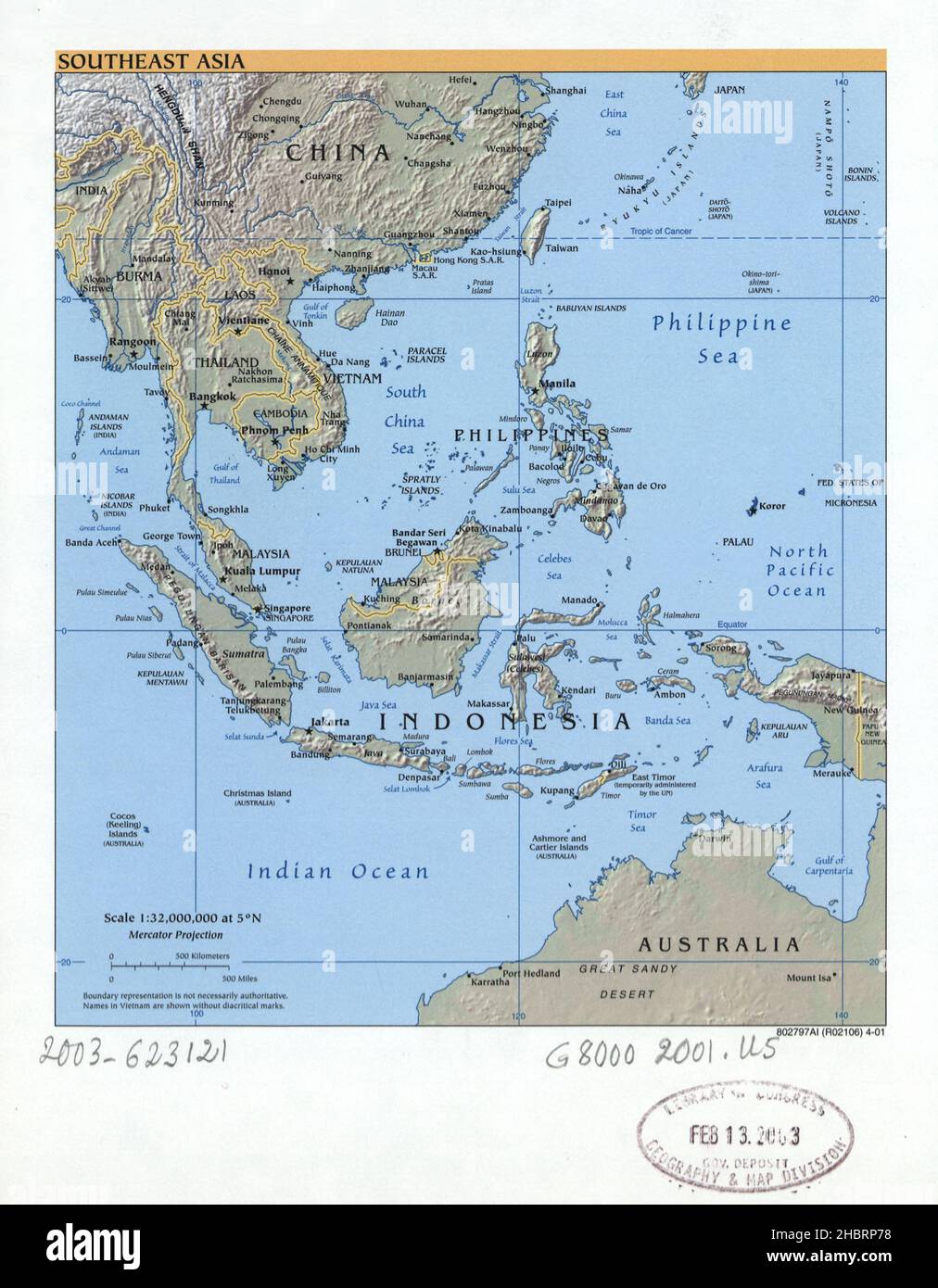 Map of Southeast Asia ca. 2001 Stock Photo - Alamy