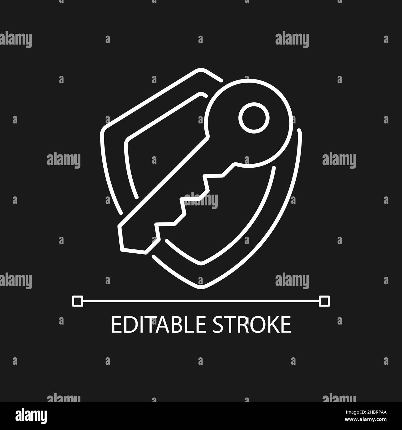 Encryption key white linear icon for dark theme Stock Vector Image ...