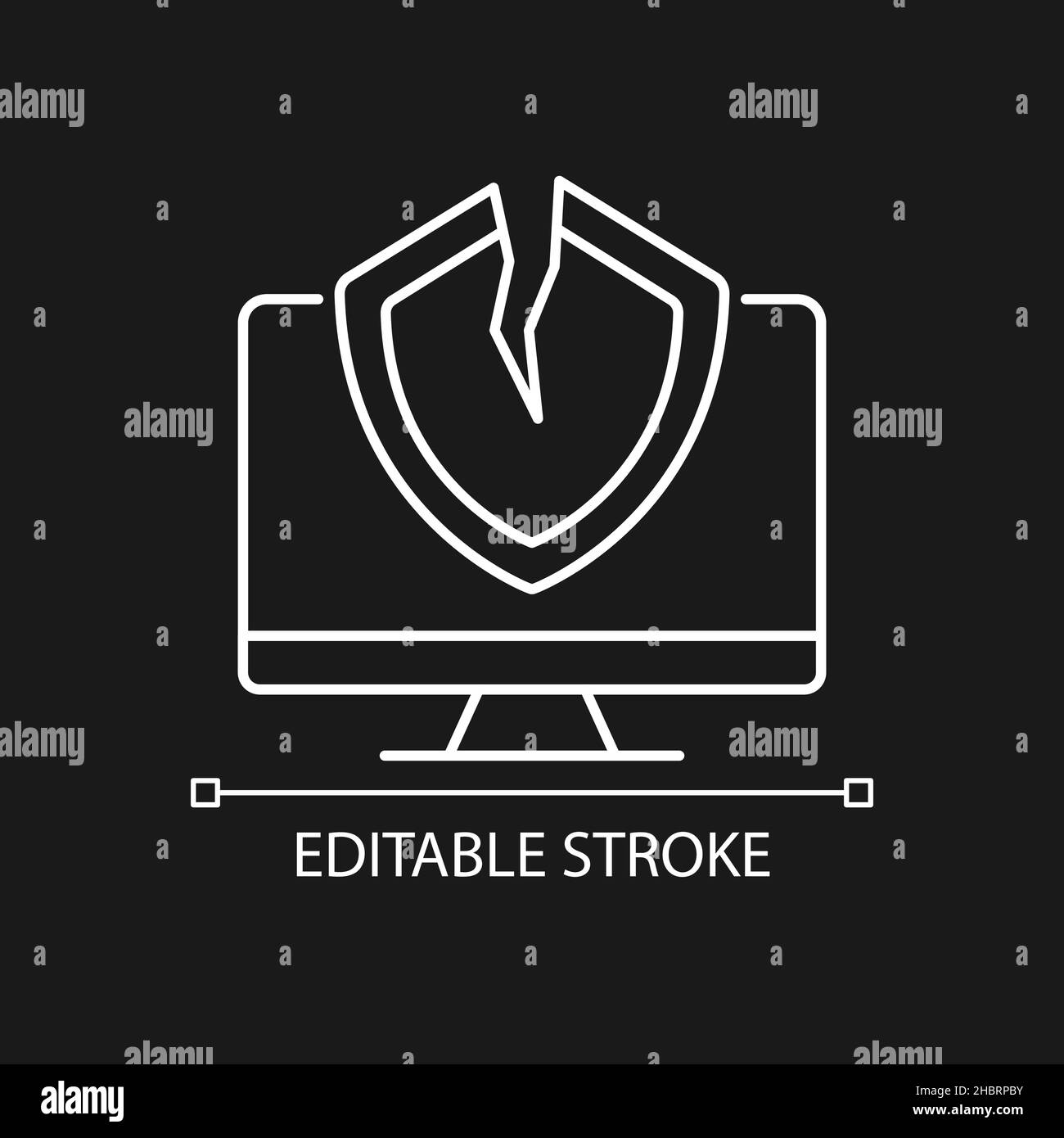 Cybersecurity vulnerability white linear icon for dark theme Stock ...