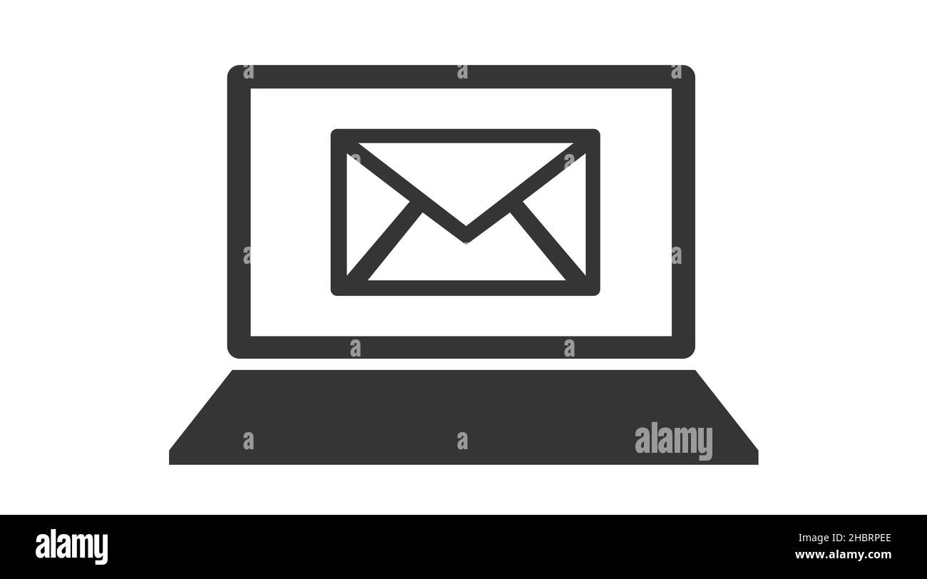 Laptop Mail Icon. Vector isolated editable black and white illustration ...