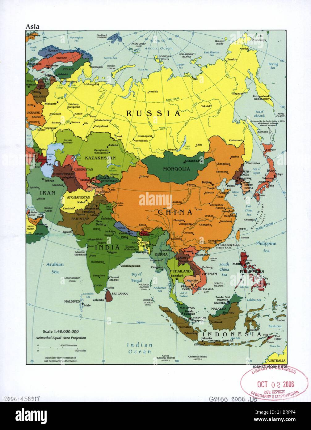 Map of Asia ca. 2006 Stock Photo - Alamy