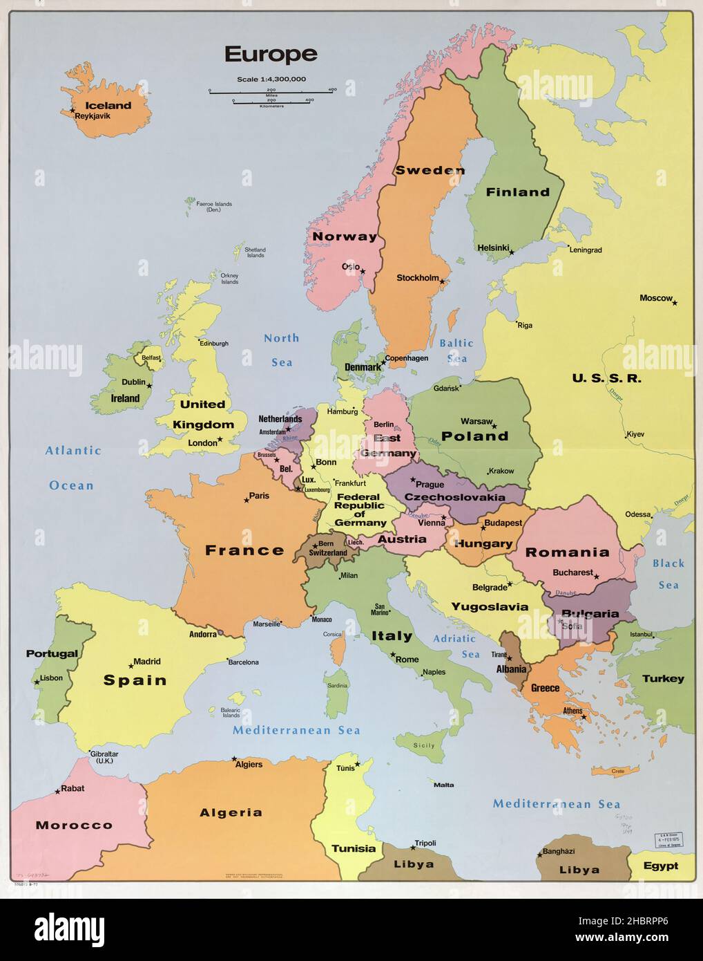 Map of Europe ca. 1972 Stock Photo - Alamy