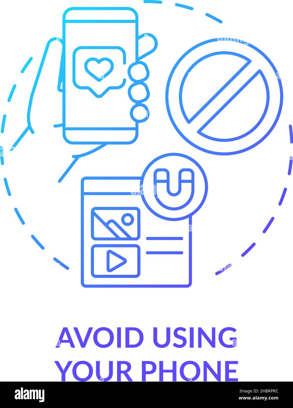 Avoid using your phone blue gradient concept icon Stock Vector Image ...