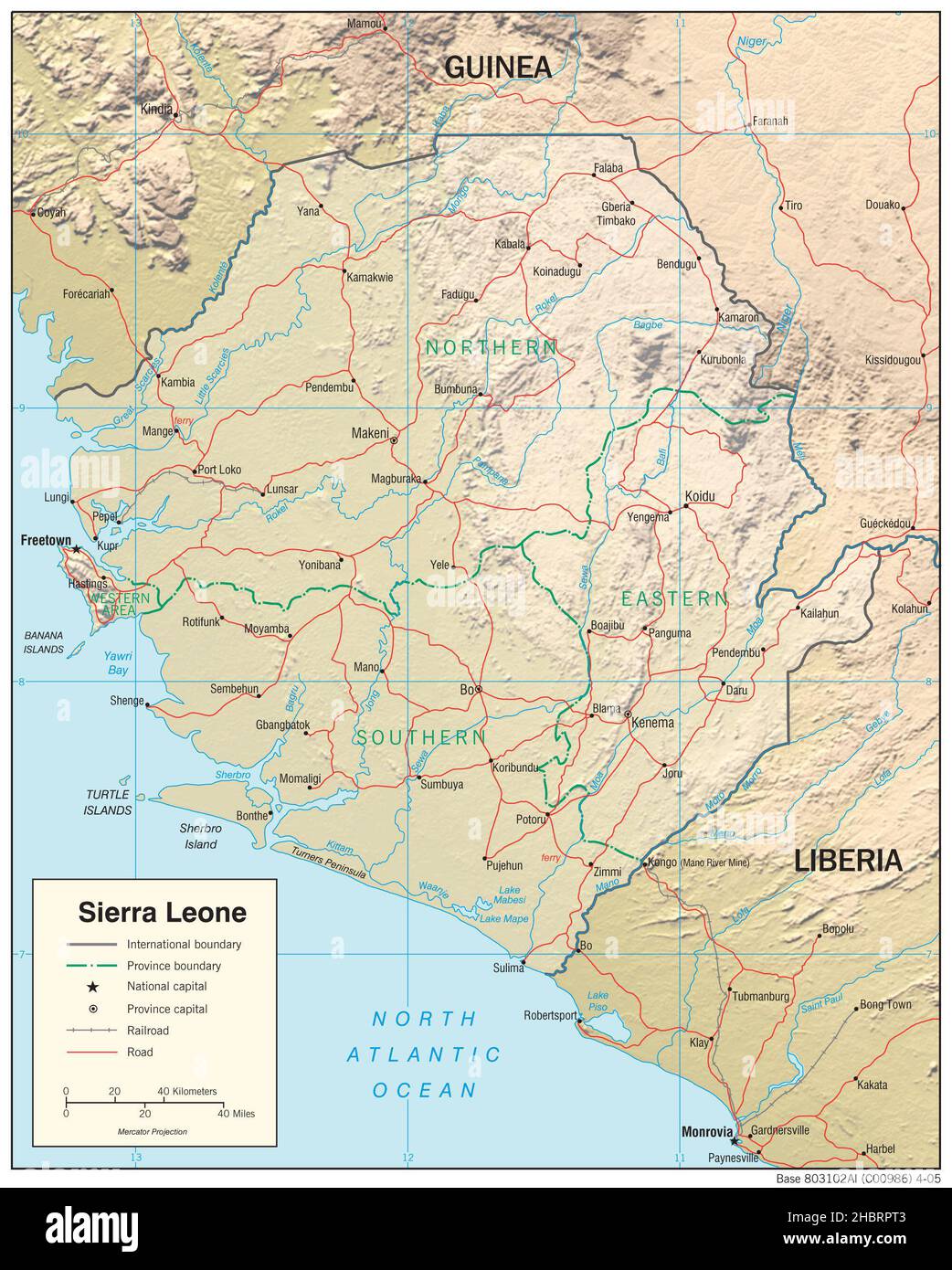 Sierra leone relief map Cut Out Stock Images & Pictures - Alamy