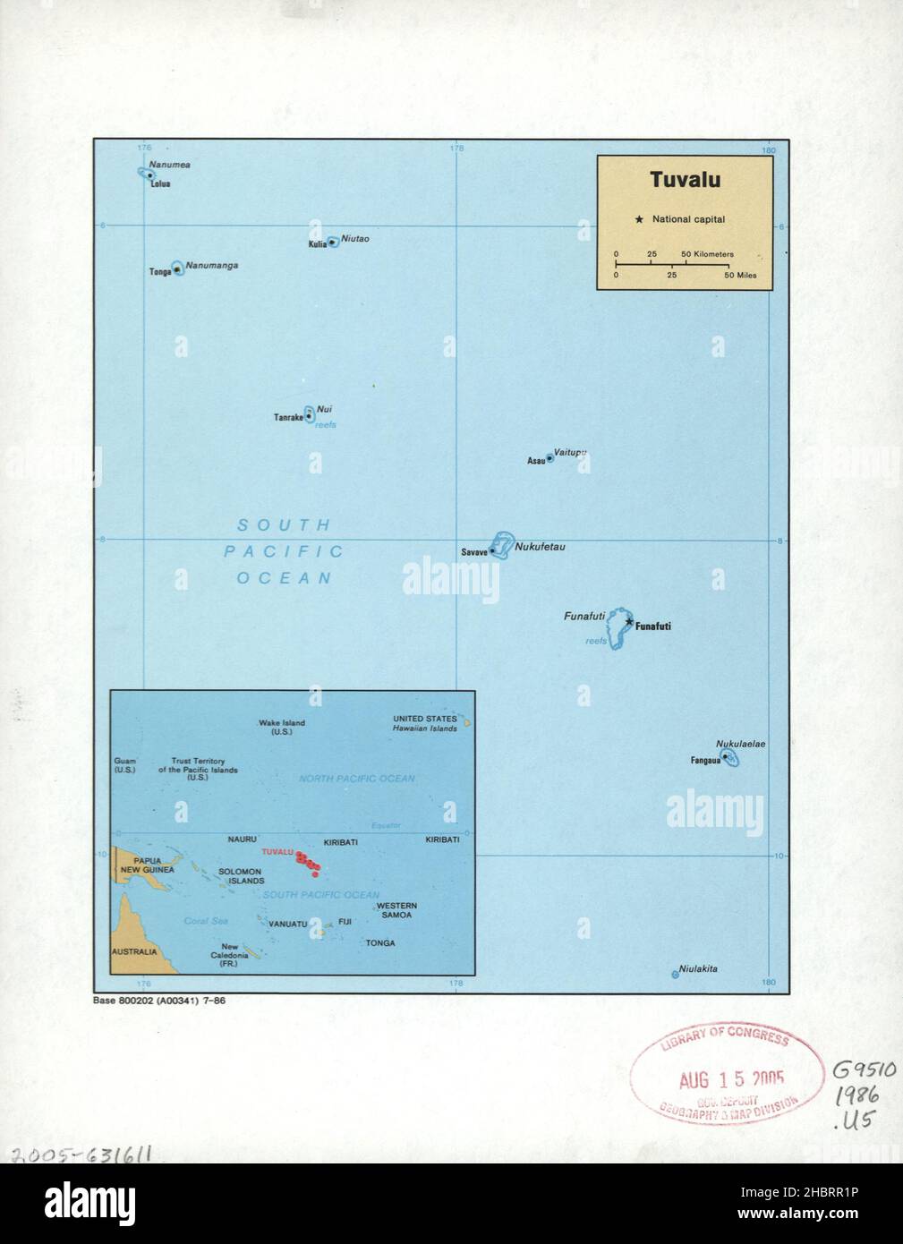 Map of Tuvalu ca. 1986 Stock Photo - Alamy