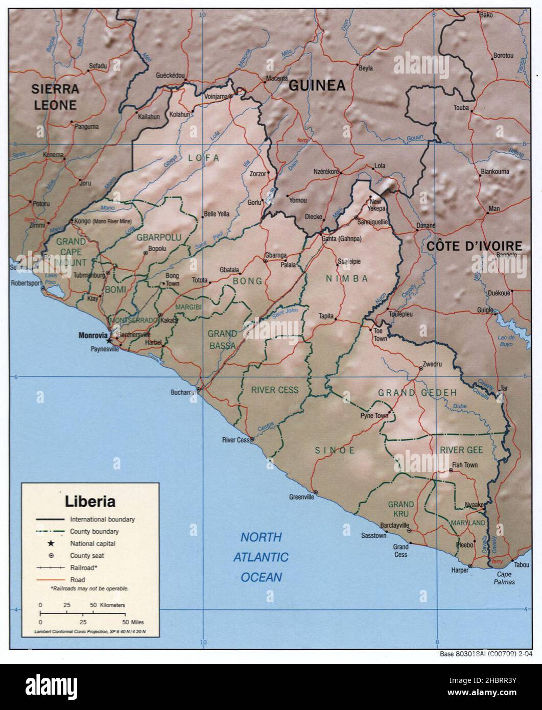 Map of liberia hi-res stock photography and images - Alamy