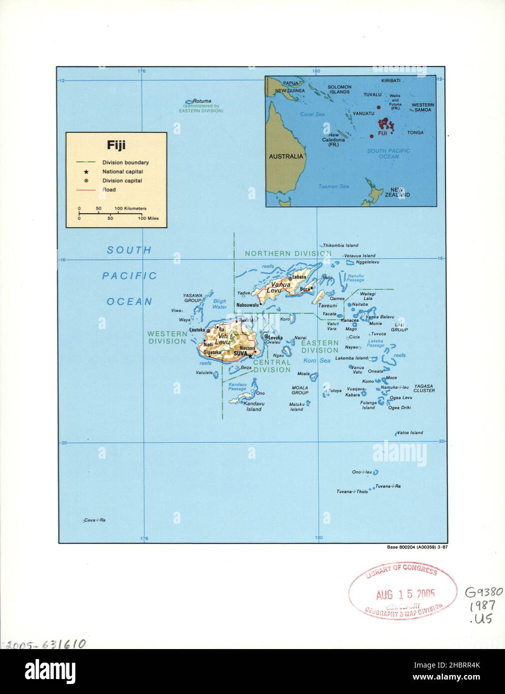 Map of Fiji ca. 1987 Stock Photo - Alamy