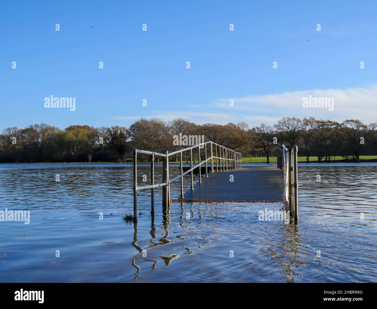 pontoon under water at high tide on the River Hamble Hampshire England ...