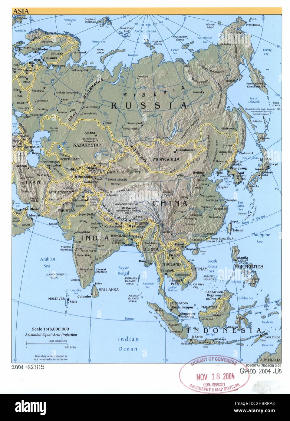 Map of Asia ca. 2004 Stock Photo - Alamy