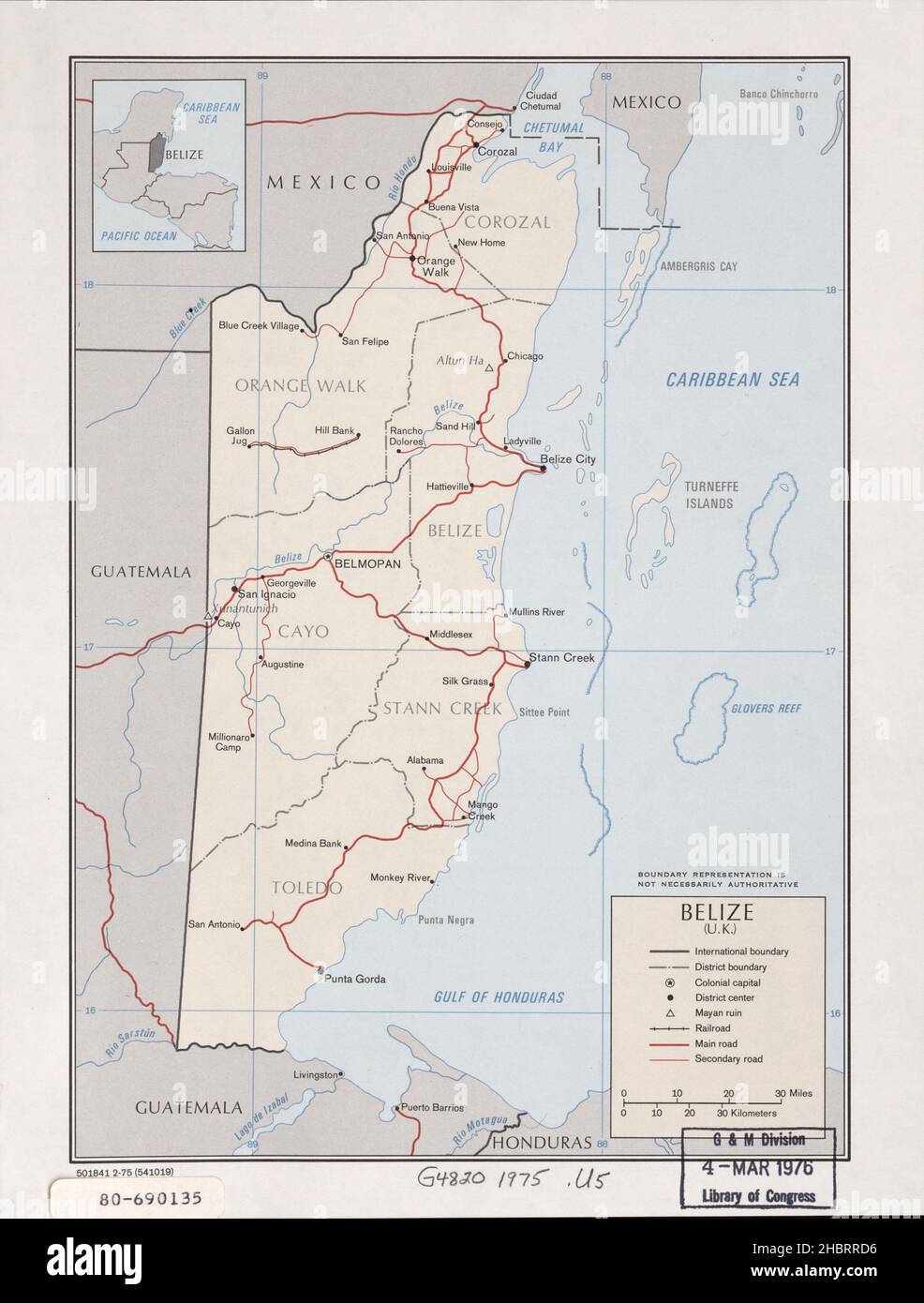 1975 belize map hi-res stock photography and images - Alamy