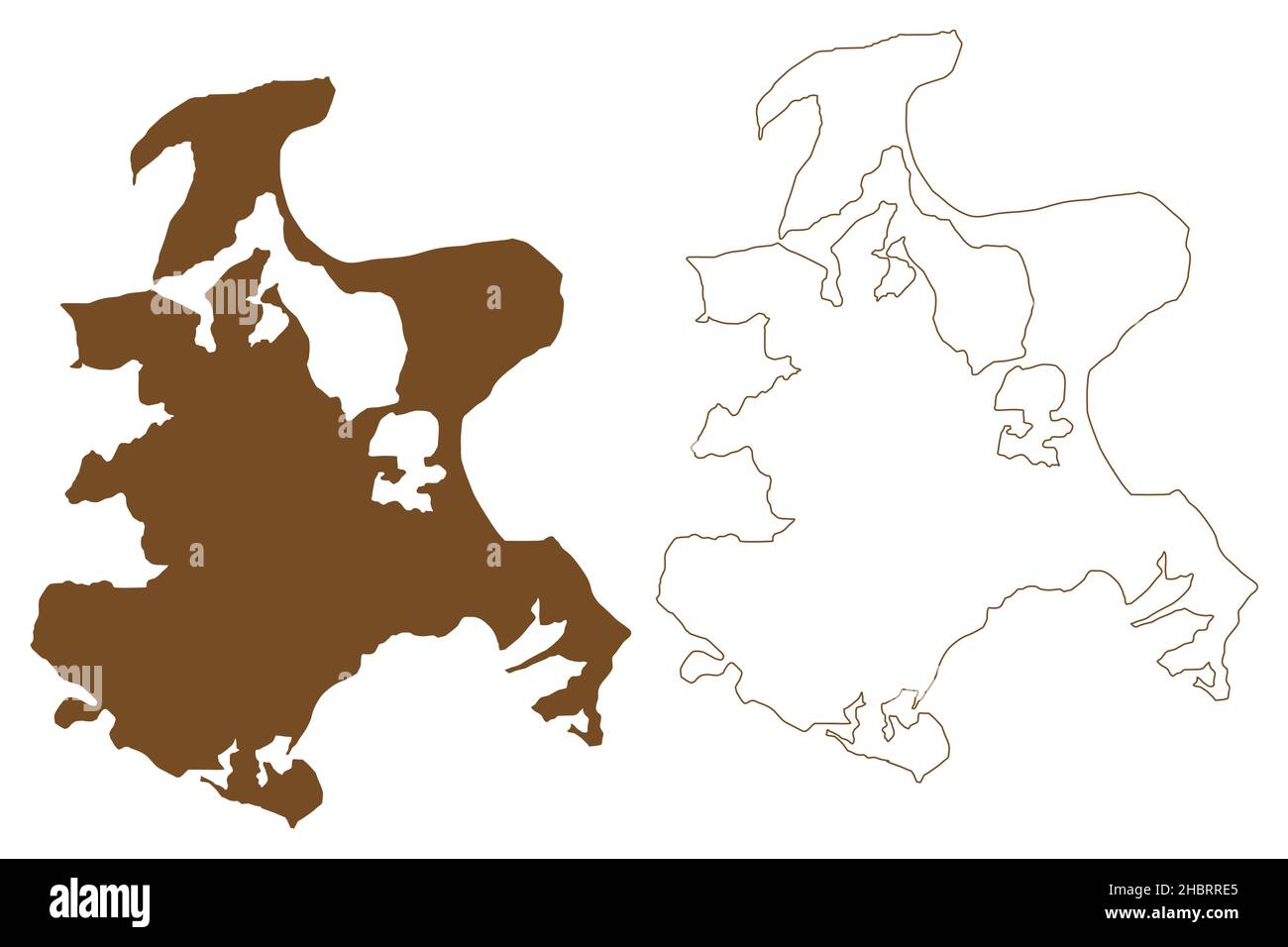 Rugen island (Baltic Sea, Federal Republic of Germany) map vector ...