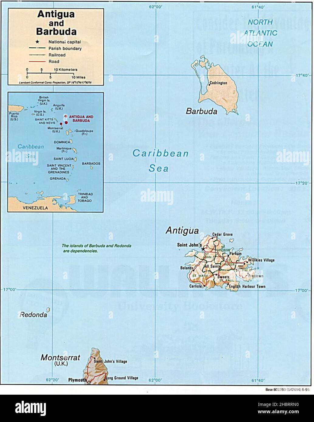 Map of Antigua and Barbuda ca. 1995 Stock Photo - Alamy