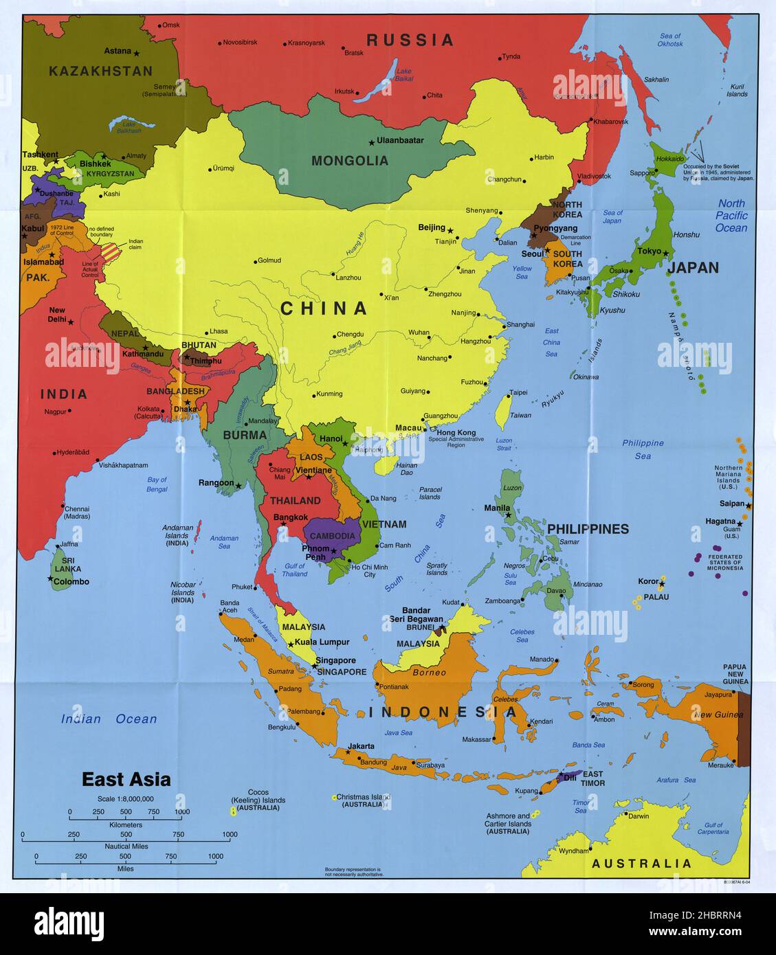Map of East Asia ca. 2004 Stock Photo - Alamy