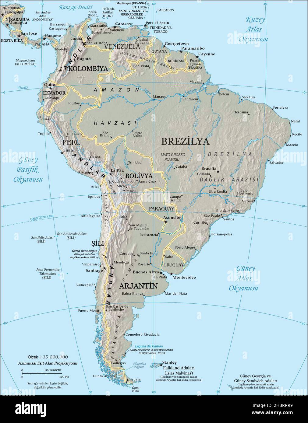 Turkish language map of south america hi-res stock photography and ...