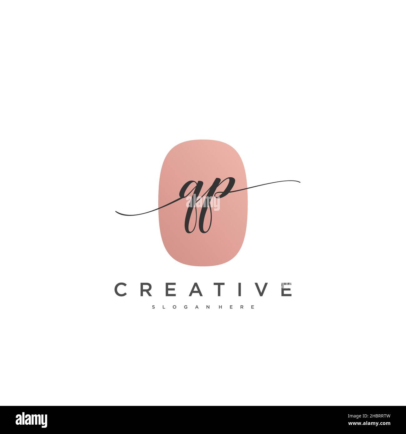 QP Initial handwriting minimalist geometric logo template vector art ...