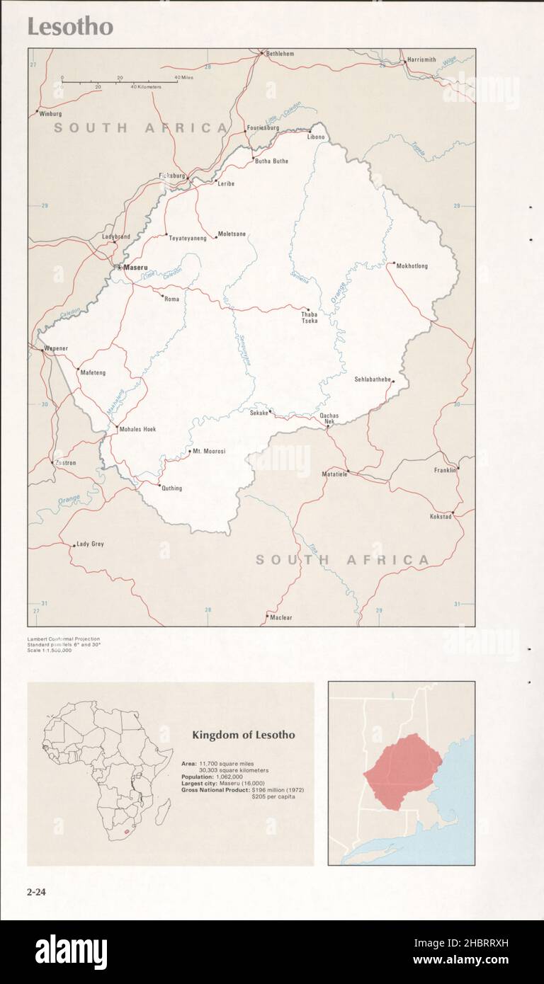 Archival lesotho map hi-res stock photography and images - Alamy
