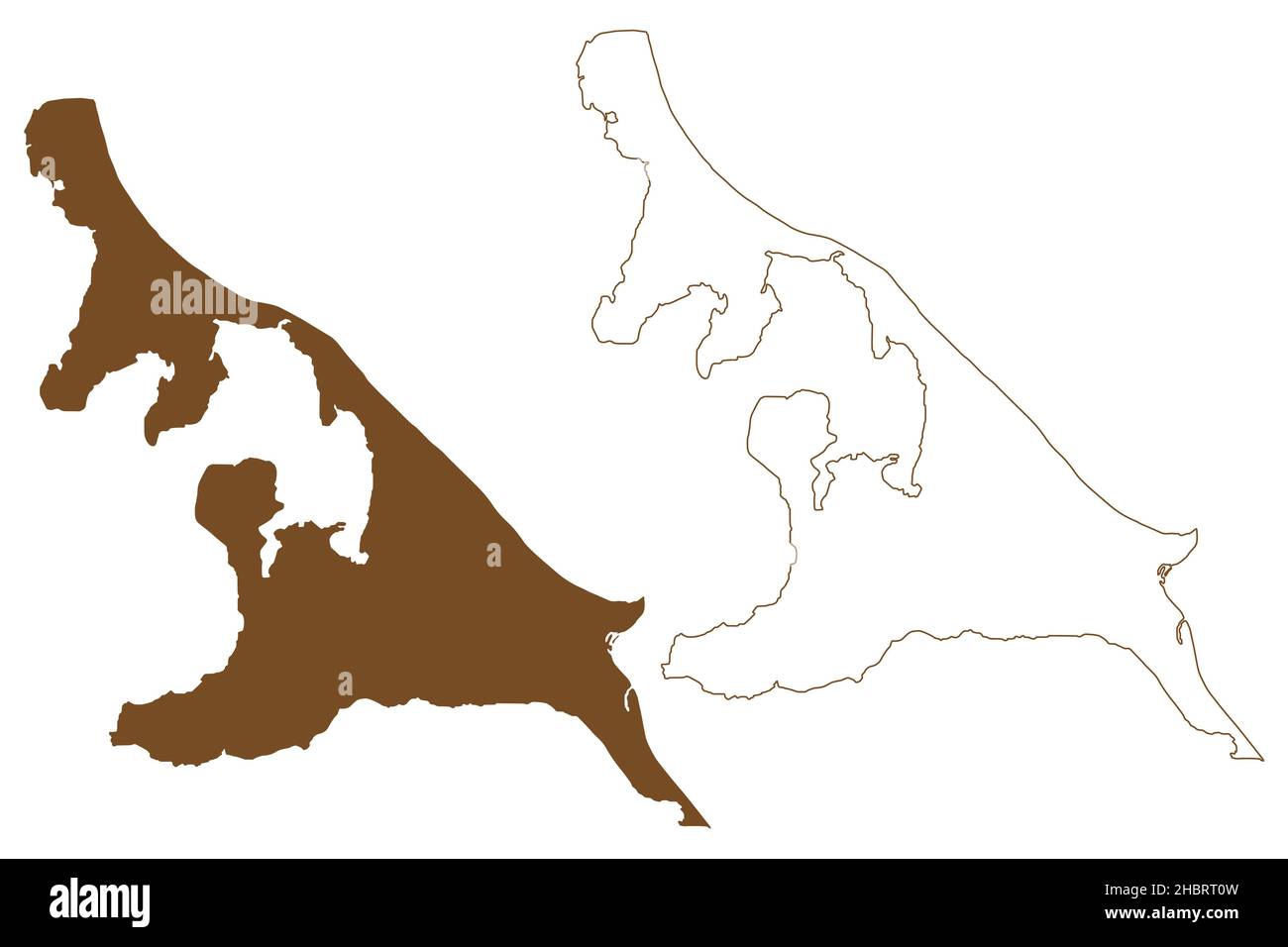 Usedom island (Baltic Sea, Germany, Poland) map vector illustration ...