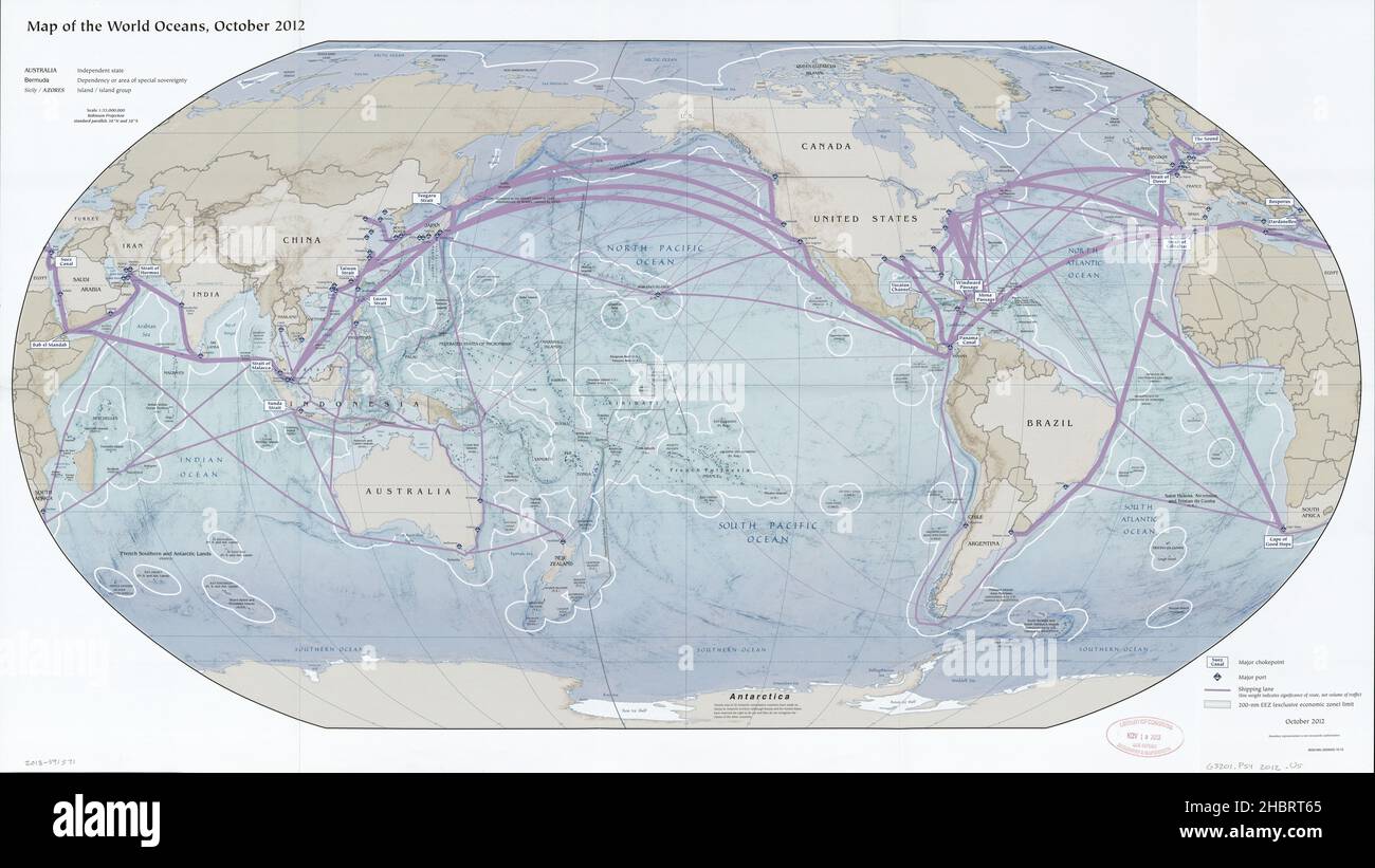 Map of worlds oceans hi-res stock photography and images - Alamy