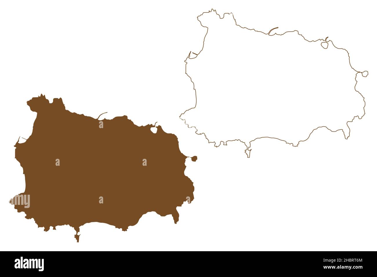 Ischia island (Tyrrhenian Sea, Italian Republic, Italy) map vector ...