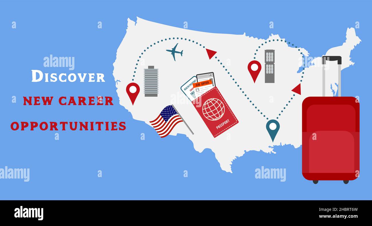 Vector illustration New career opportunities Relocation. Career ...