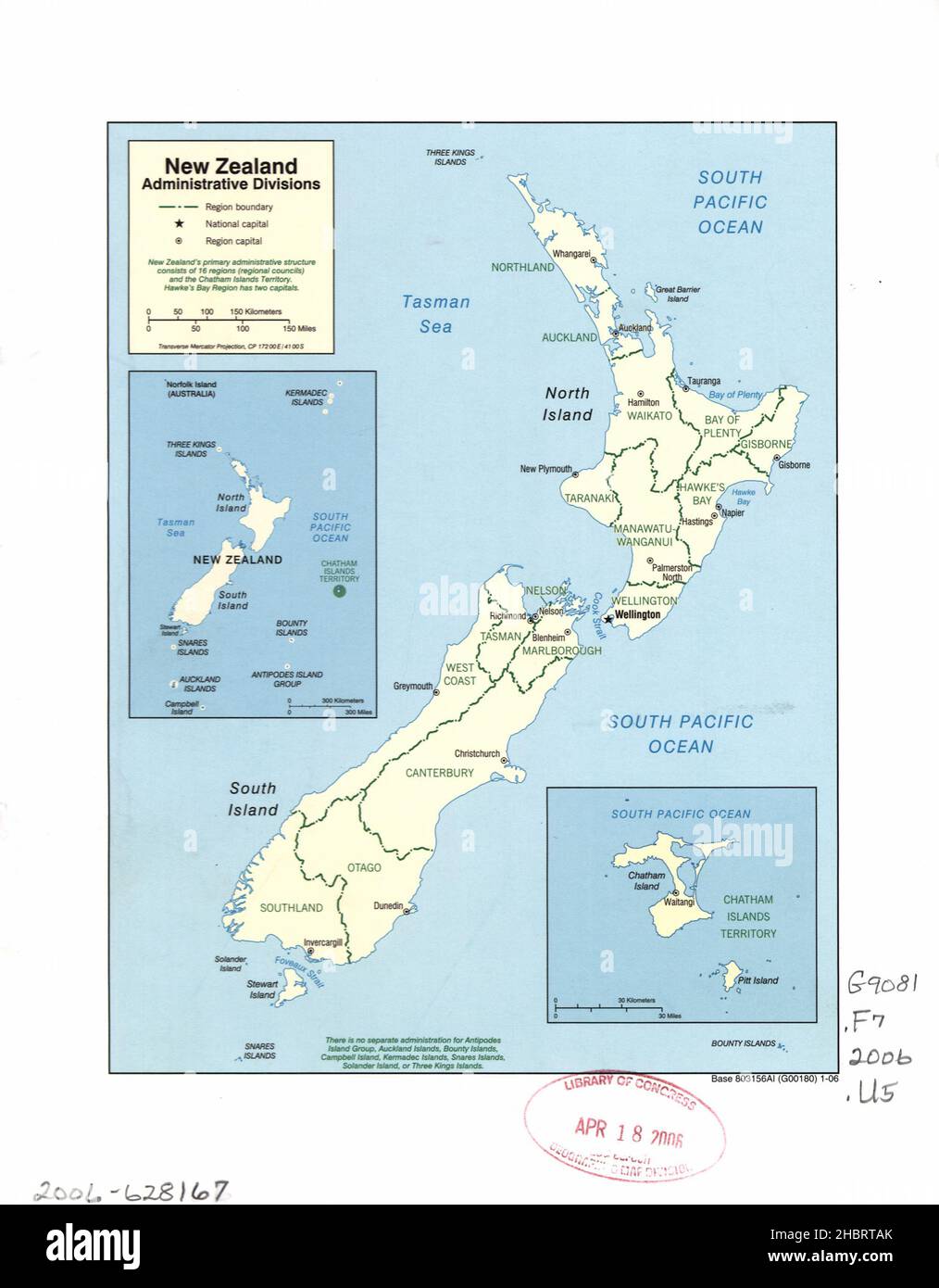 New Zealand administrative divisions map - shows New Zealand's 16 ...