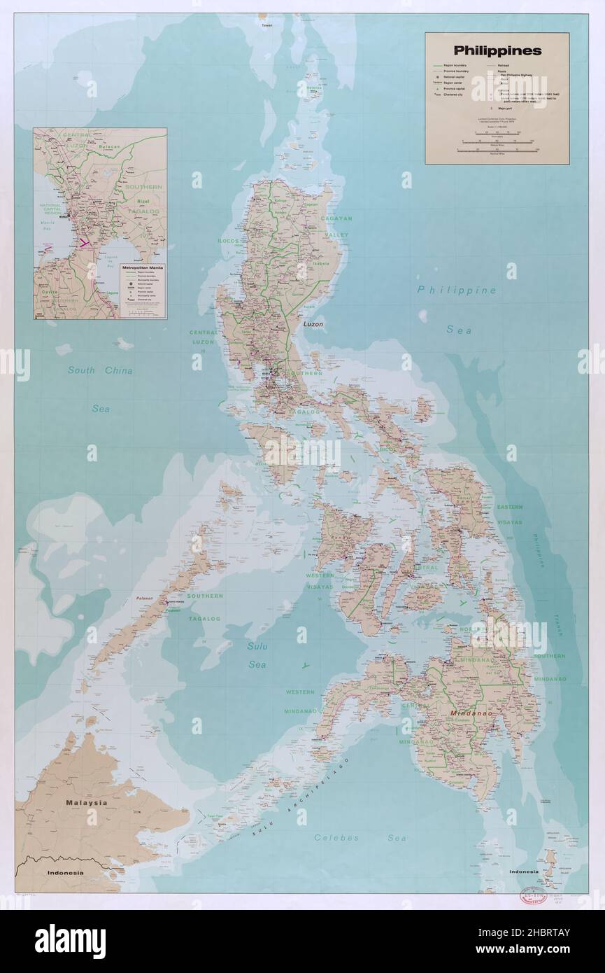 Map of Philippines ca. 1990 Stock Photo - Alamy
