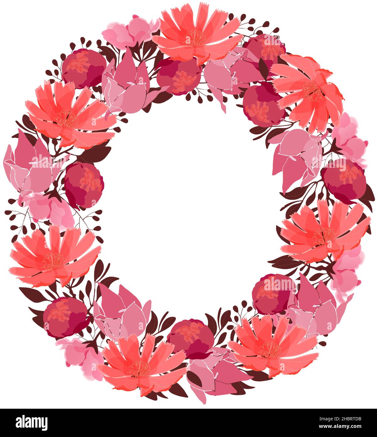 Vector floral letter, capital character O. Botanical monogram. Pink ...