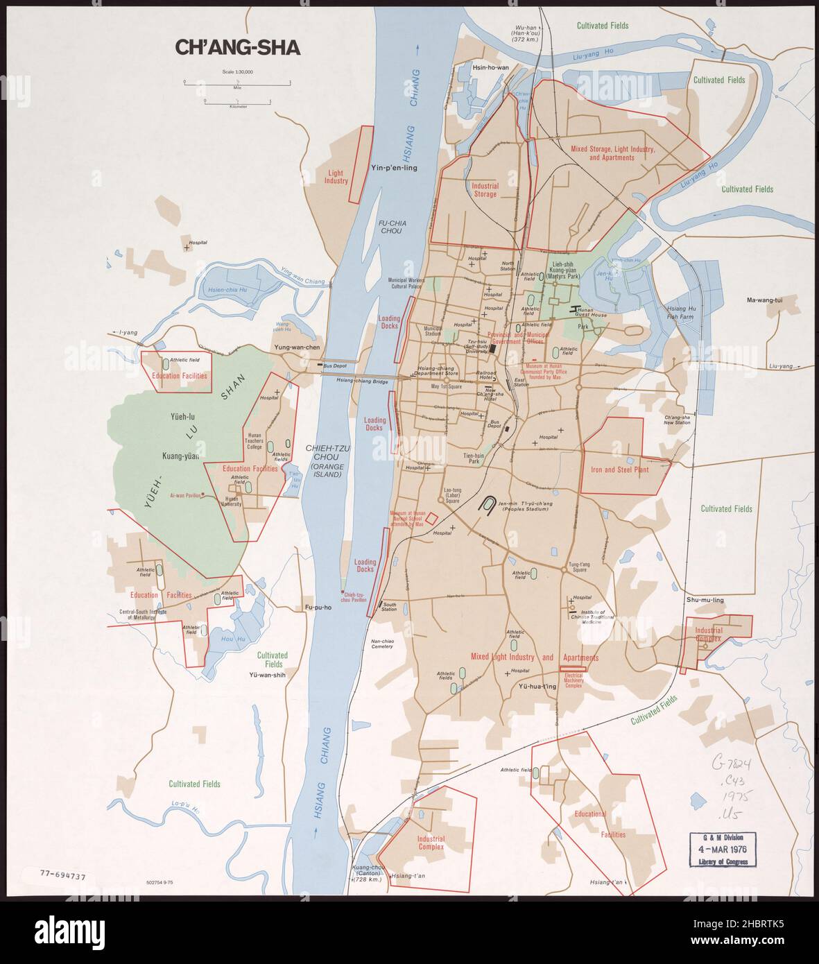 1970s Map of Chʻang-sha China ca. 1975 Stock Photo - Alamy