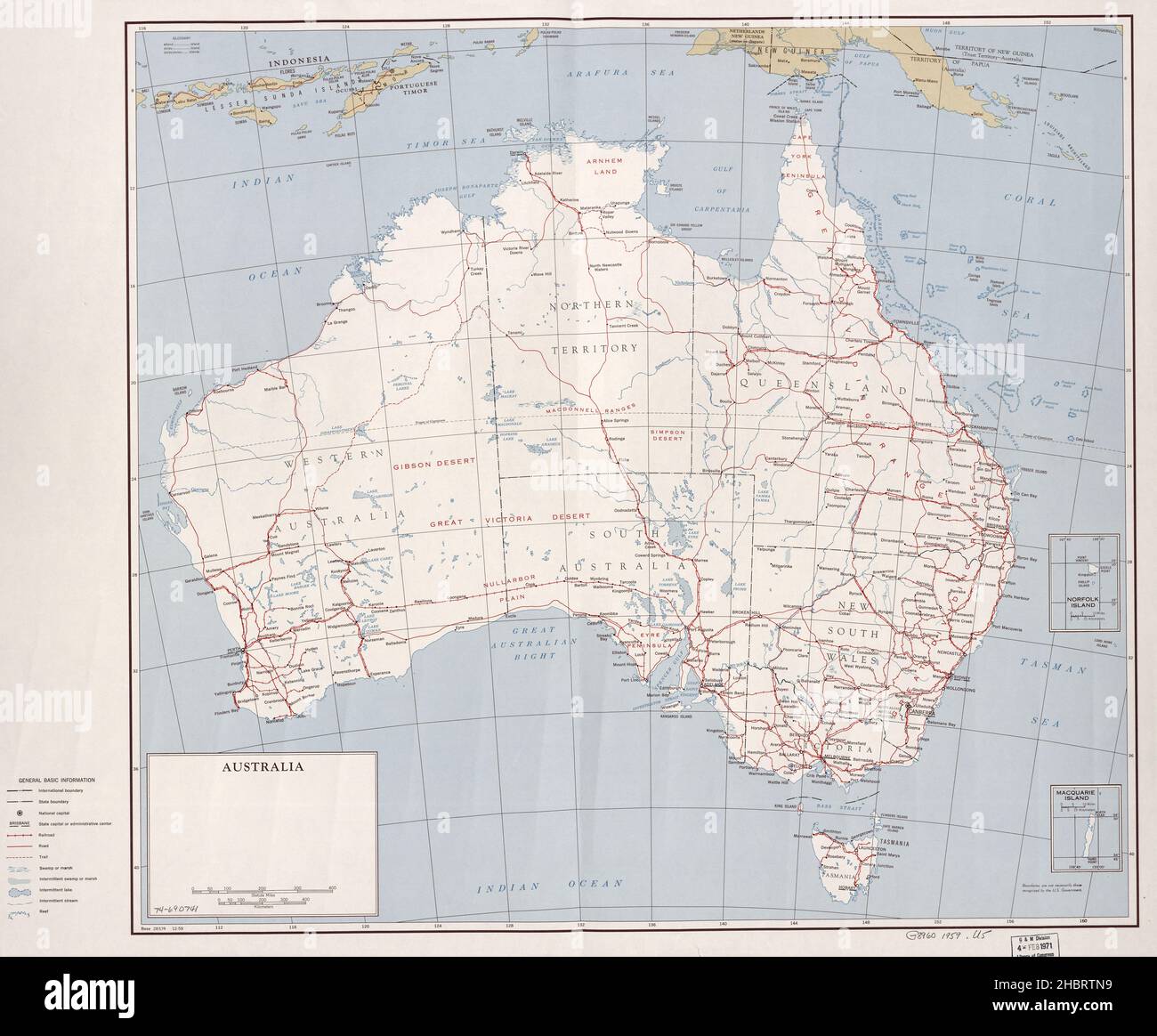 1950s map of Australia ca. 1959 Stock Photo - Alamy