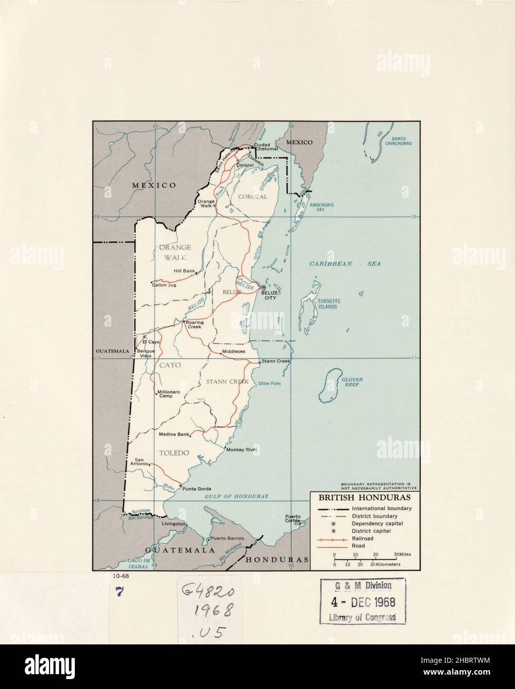 1960s british honduras map hi-res stock photography and images - Alamy
