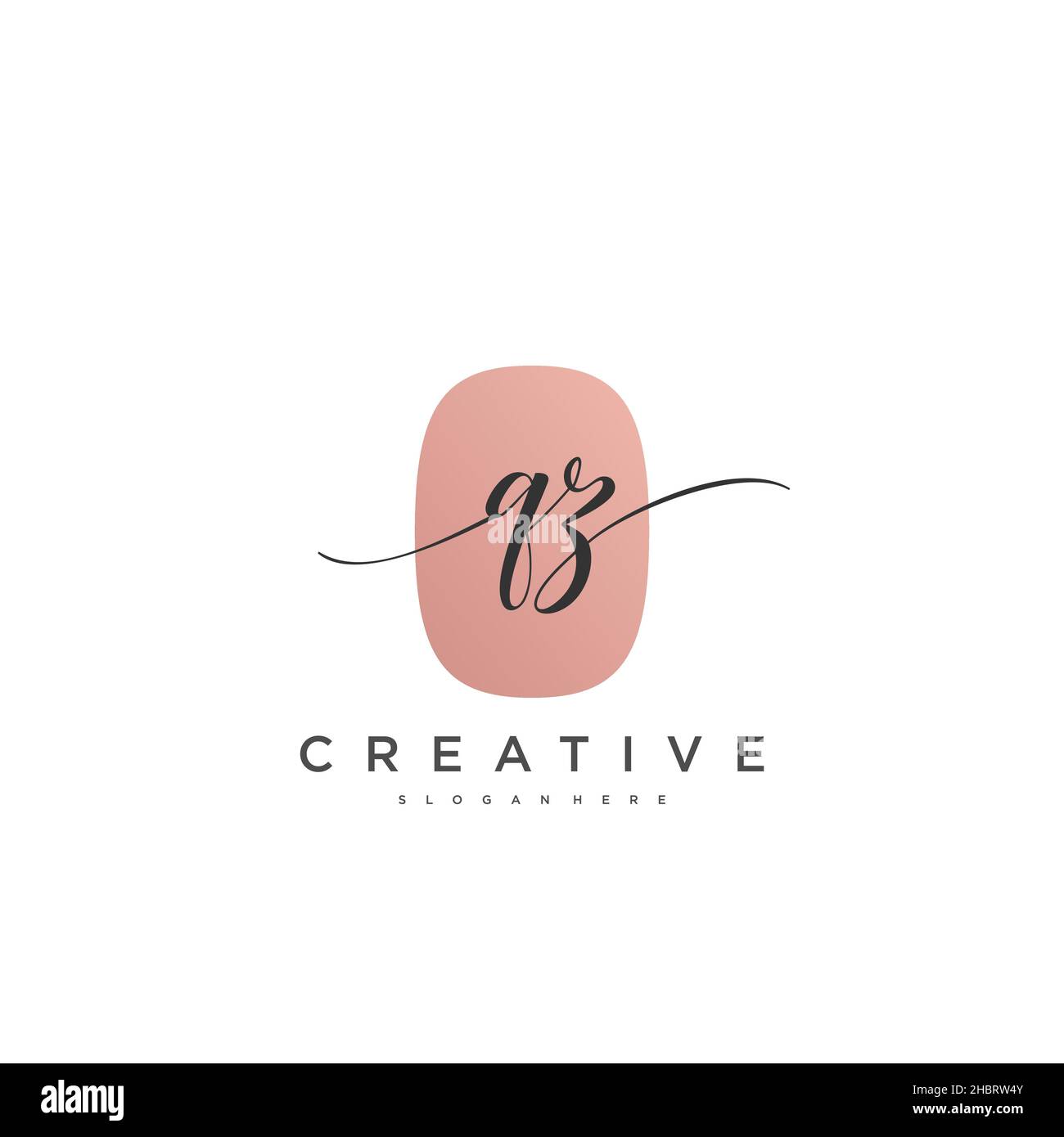 QZ Initial handwriting minimalist geometric logo template vector art ...