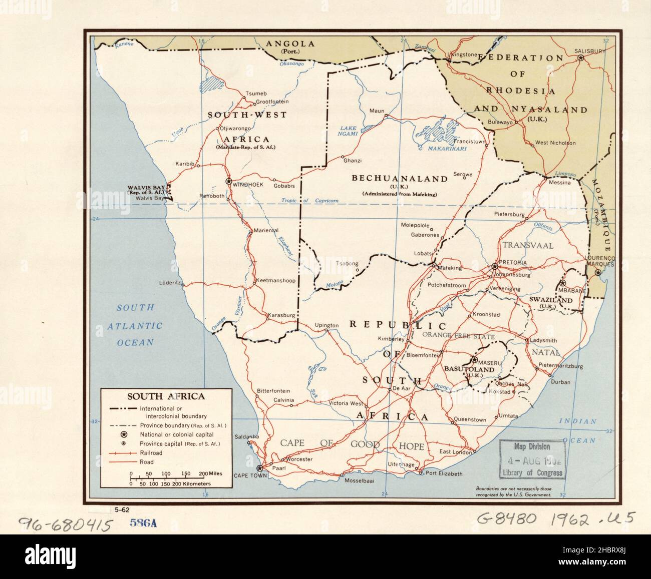 1962 south africa map hi-res stock photography and images - Alamy