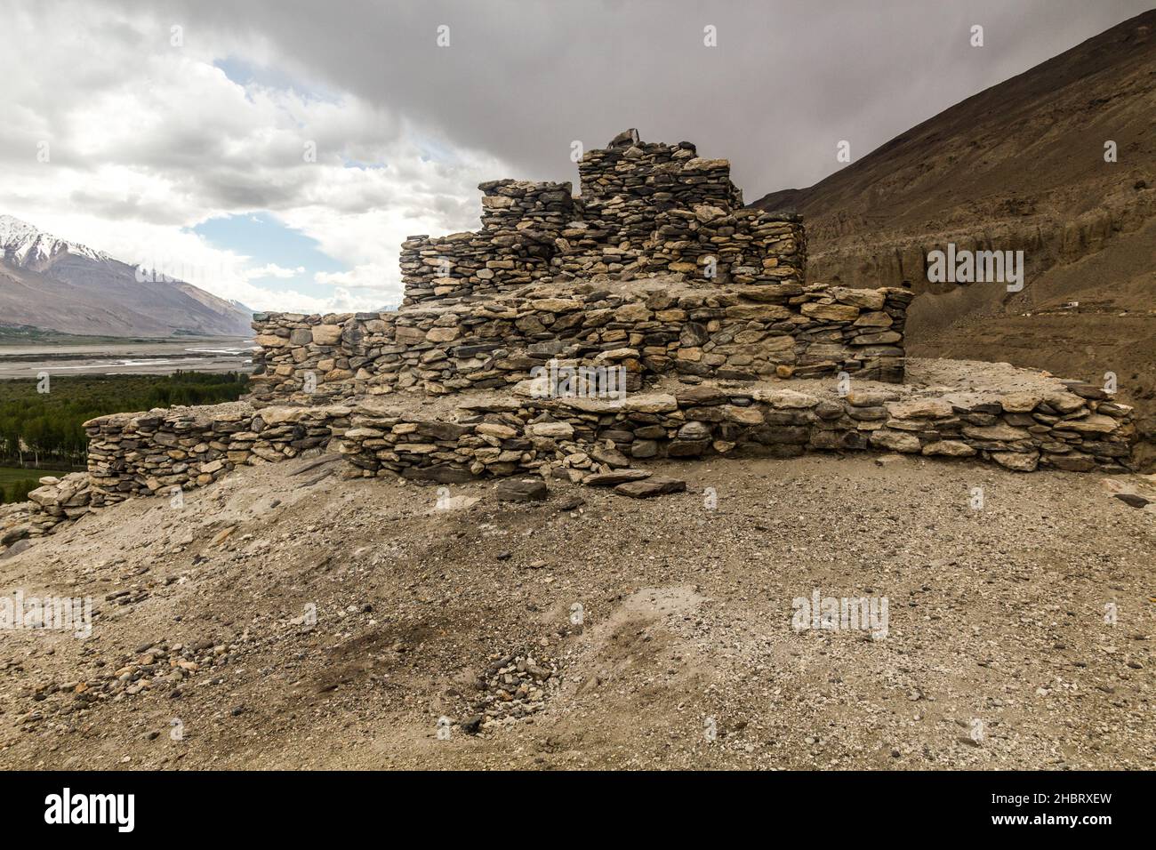 Buddhist stupa in Vrang village in Wakhan valley, Tajikistan Stock ...