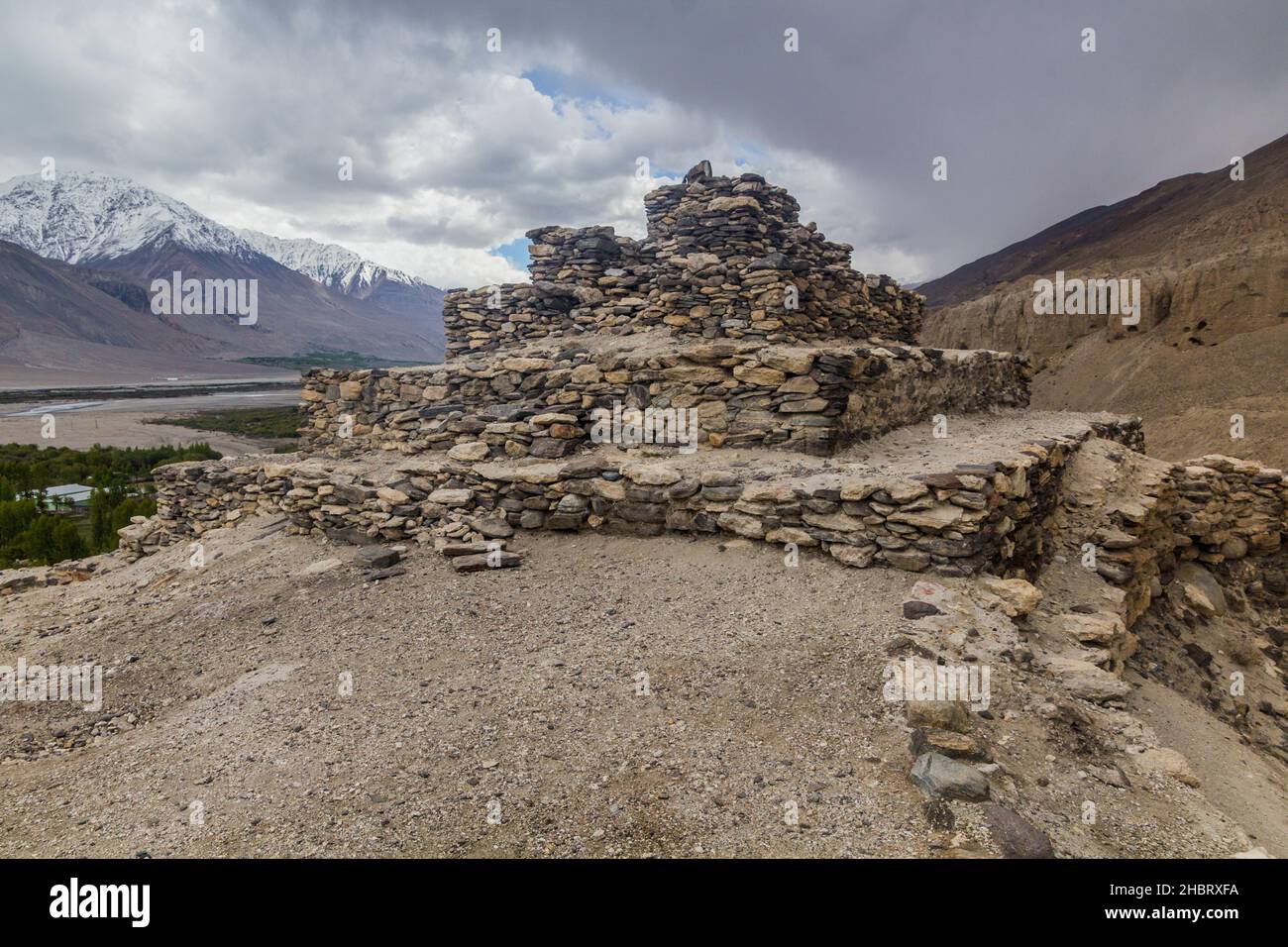 Buddhist stupa in Vrang village in Wakhan valley, Tajikistan Stock ...