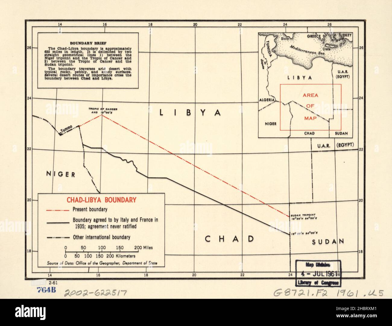 1961 libya chad border map hi-res stock photography and images - Alamy