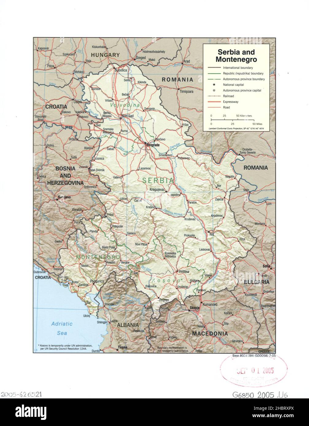Map of Serbia and Montenegro ca. 2005 Stock Photo - Alamy