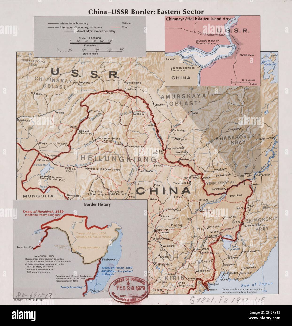 Map of China-USSR border, eastern sector ca. 1977 Stock Photo - Alamy