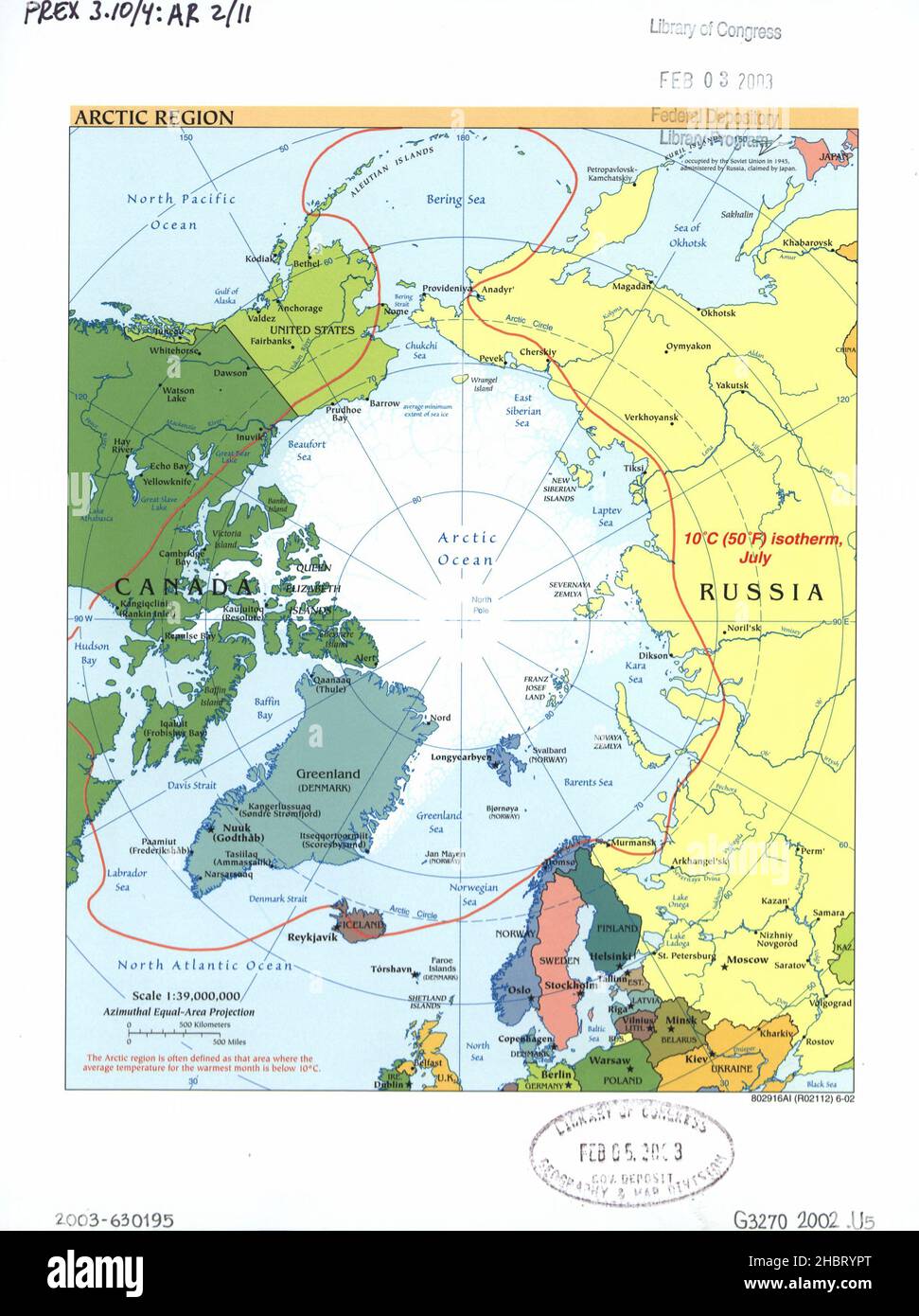 Arctic Region map ca. 2002 Stock Photo - Alamy