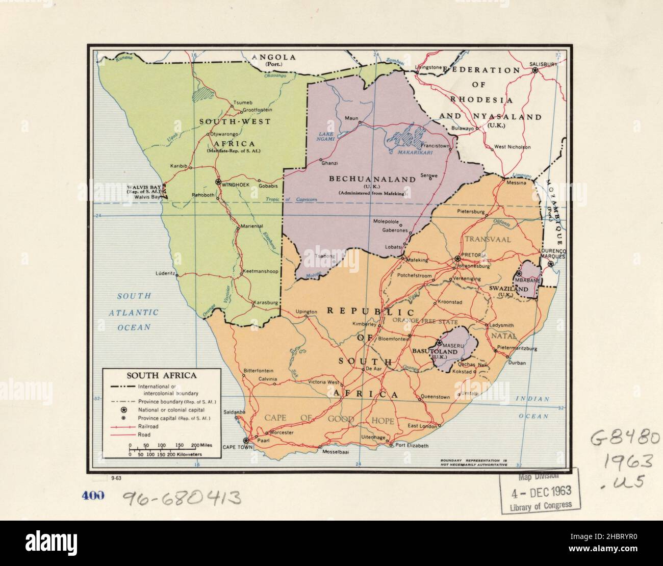 1963 south africa map hi-res stock photography and images - Alamy
