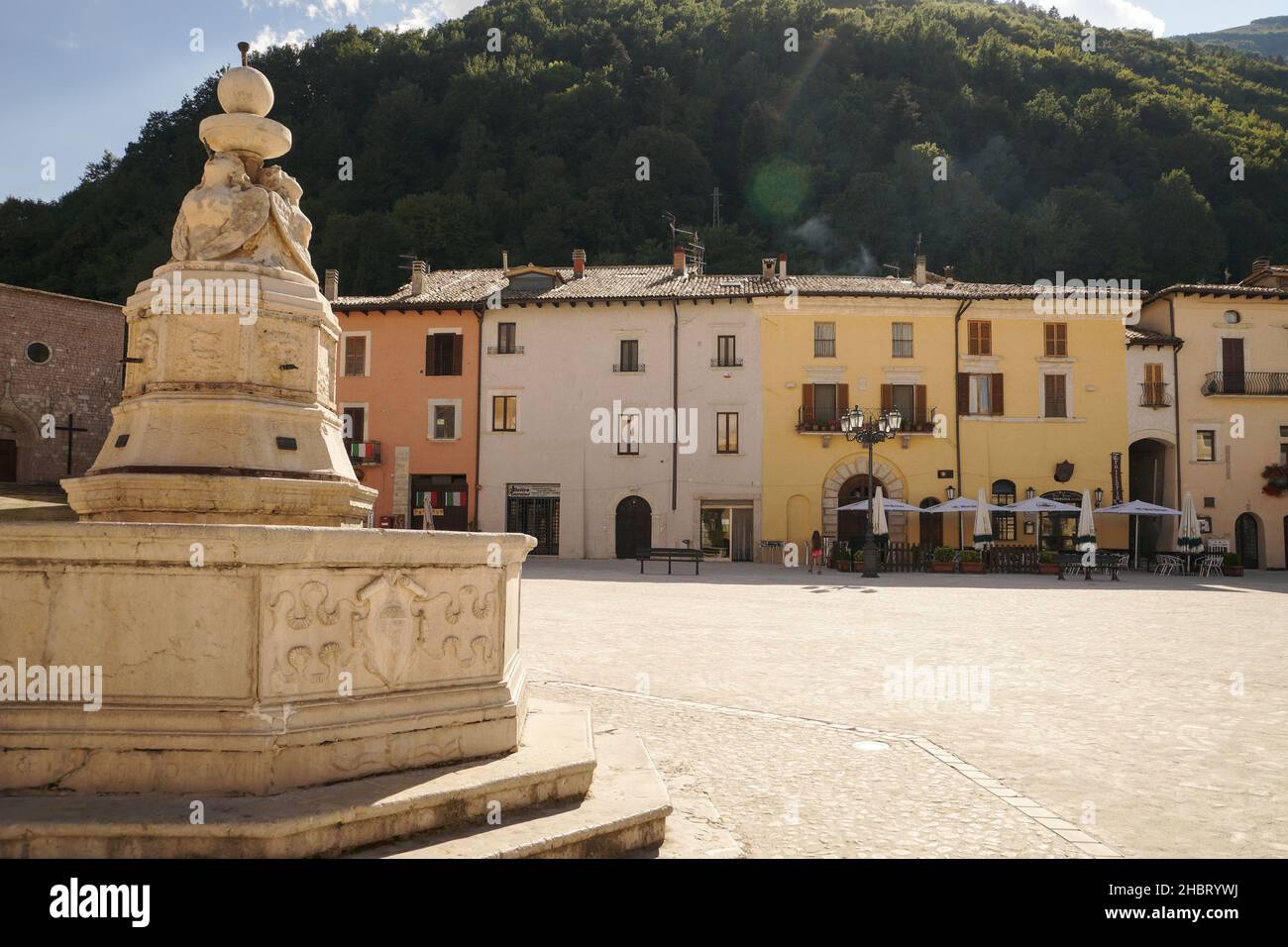 Piazza VII Aprile square, Fountain, Leonessa, Lazio, Italy, Europe ...